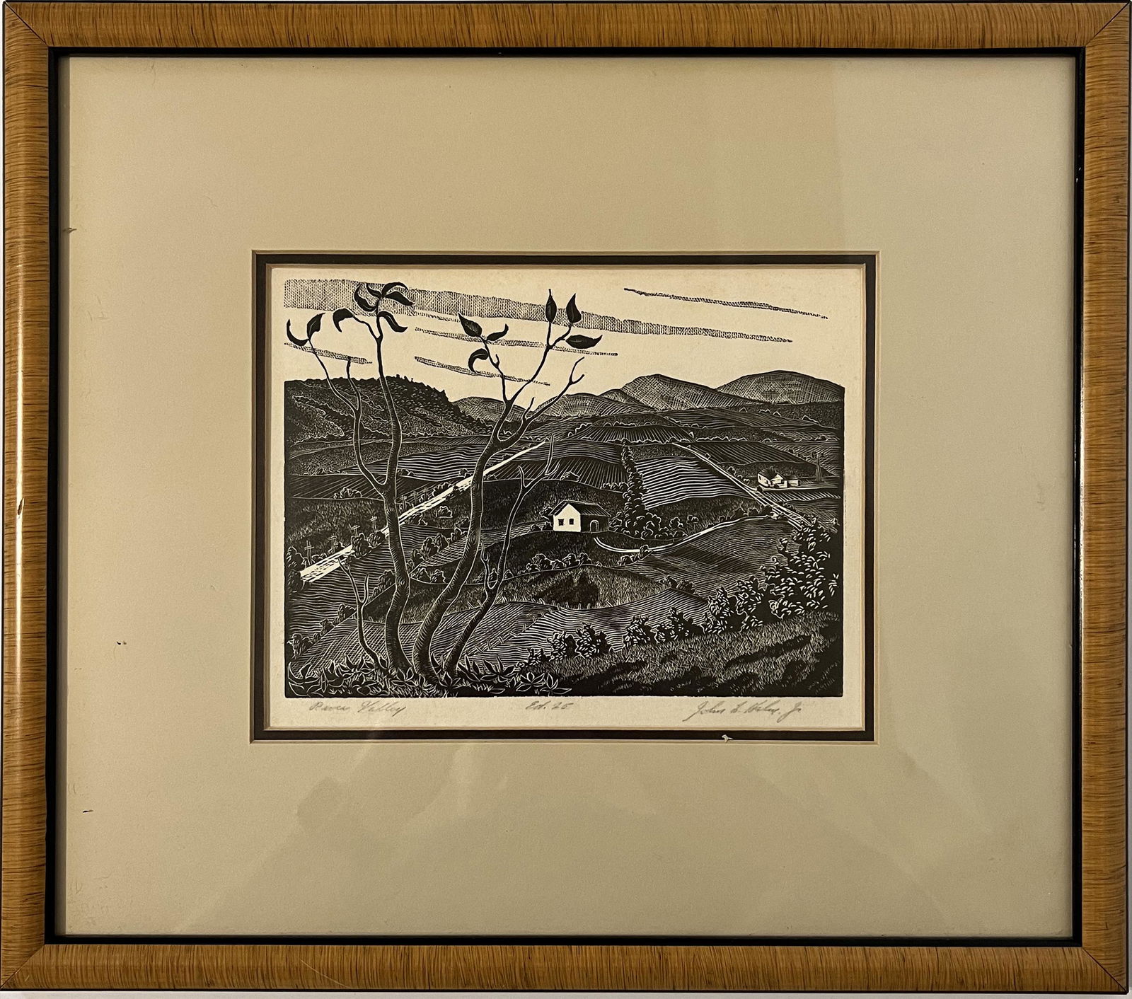 Helm, John (1900 1972), "river Valley" Wood Engraving,