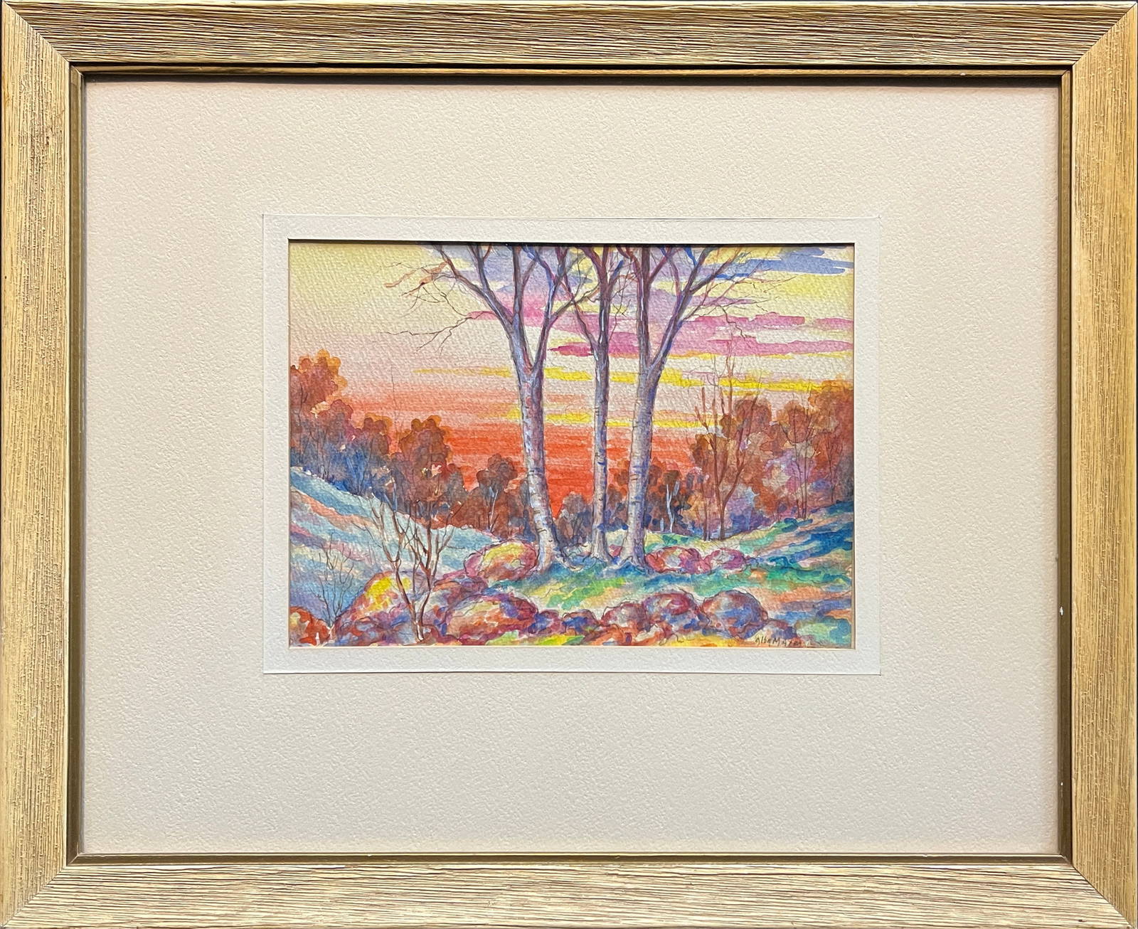 Malm, Alba (1897-1986) Fall Landscape, Watercolor Auction
