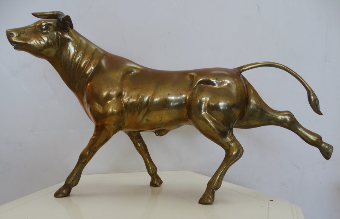Mid Century Modern Galloping Bull Sculpture