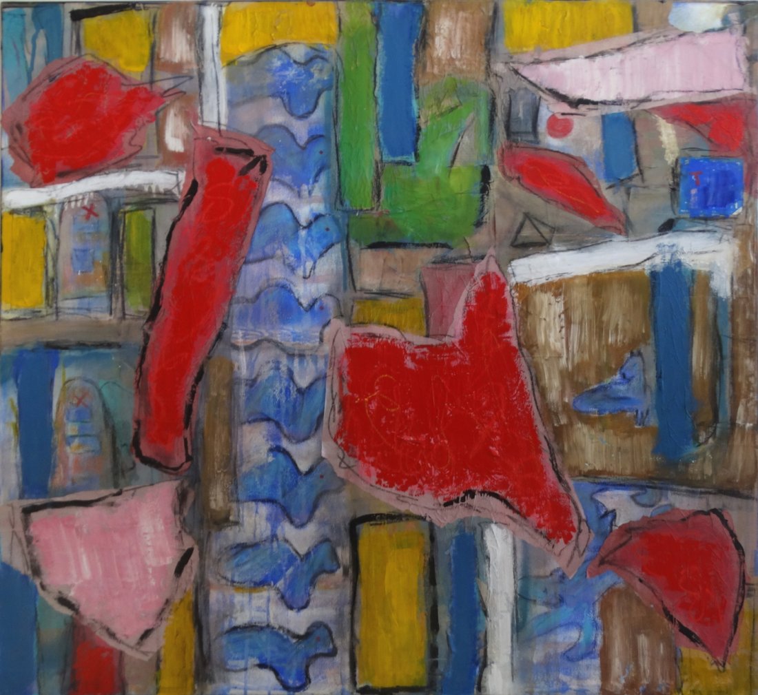 Mid Century Modern Mixed Media Painting