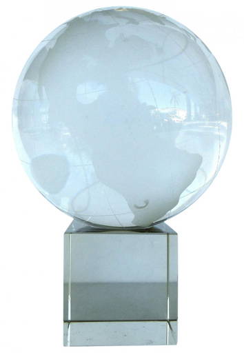 Etched Crystal World Map Globe On Stand