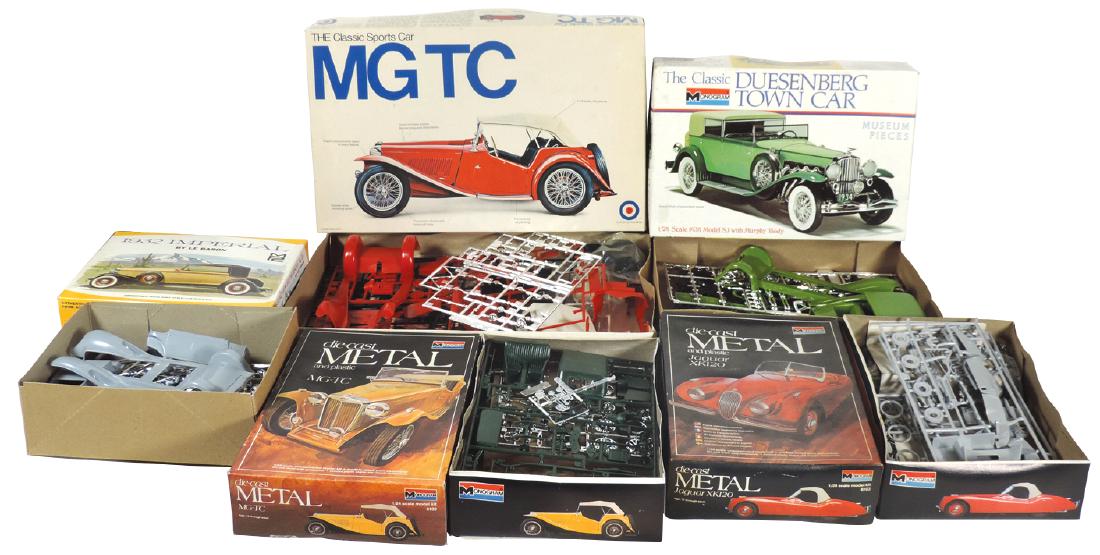 Toy car model kits w/boxes (5), Entex MGTC 1/18 scale,