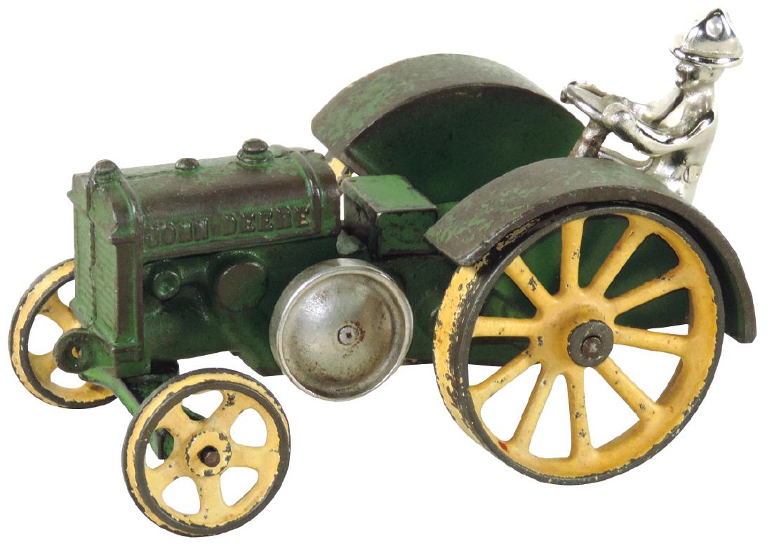 Toy tractor, John Deere Vindex D w/driver, c.1920's,