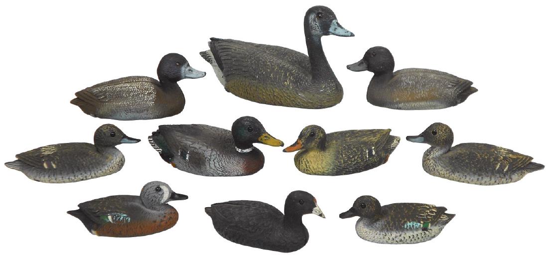 Decoys (10), miniature or salesman samples, created by
