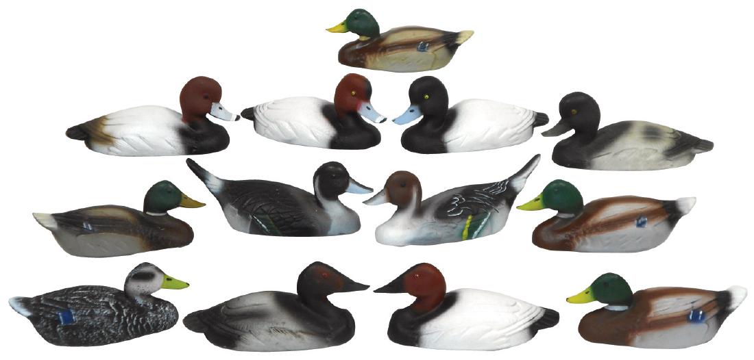 Decoys (13), miniature or salesman samples from