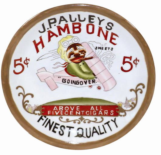 Cigar Advertising Plate, J.p. Alleys Hambone 5 Cen