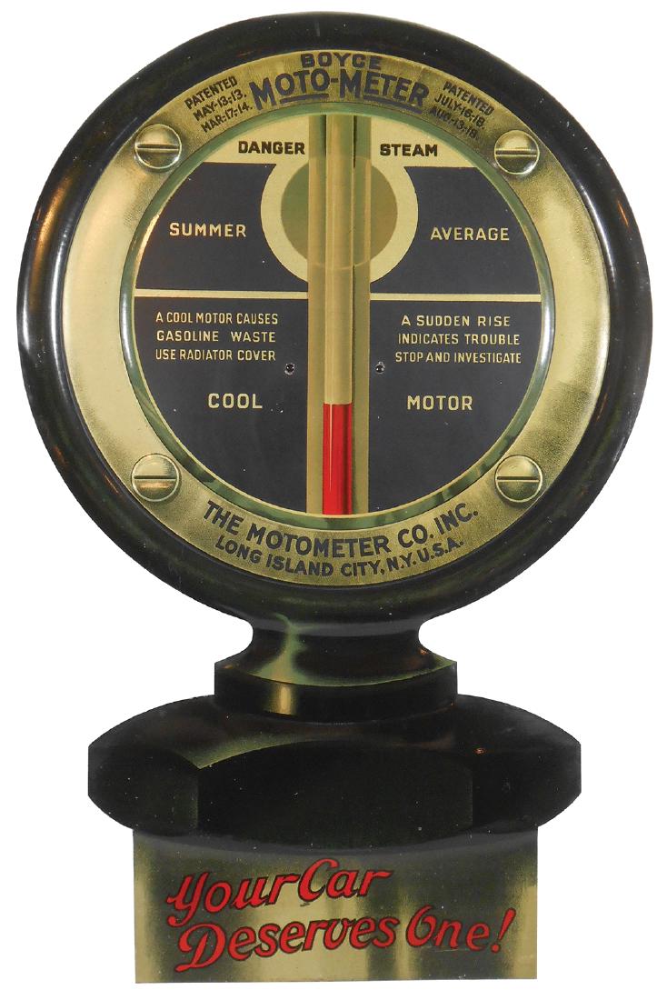 Automotive moto-meter display sign, Boyce Moto-Meter,