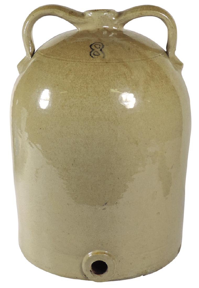 Stoneware thresher jug, Ohio Stoneware 8-gal w/handles,