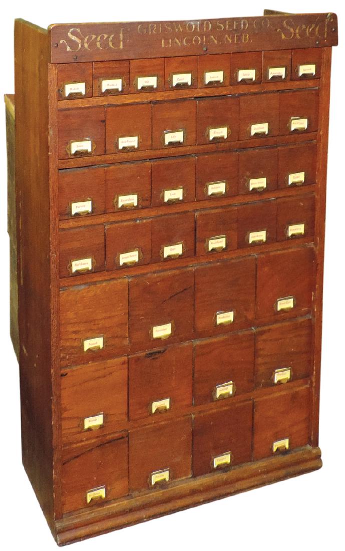 Country store seed cabinet, Griswold Seed Co.-Lincoln,