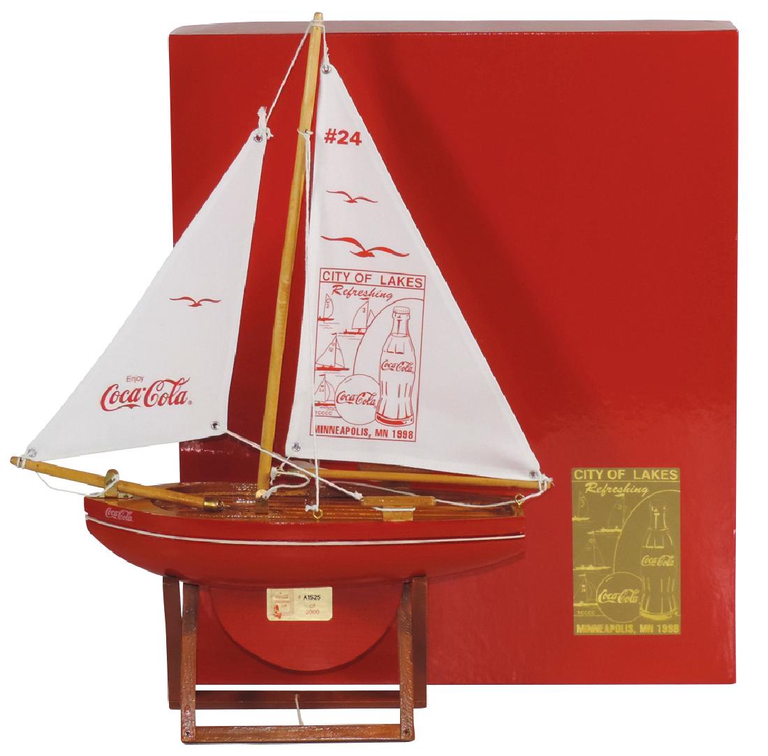 Coca-Cola memorabilia, wooden sailboat produced for The