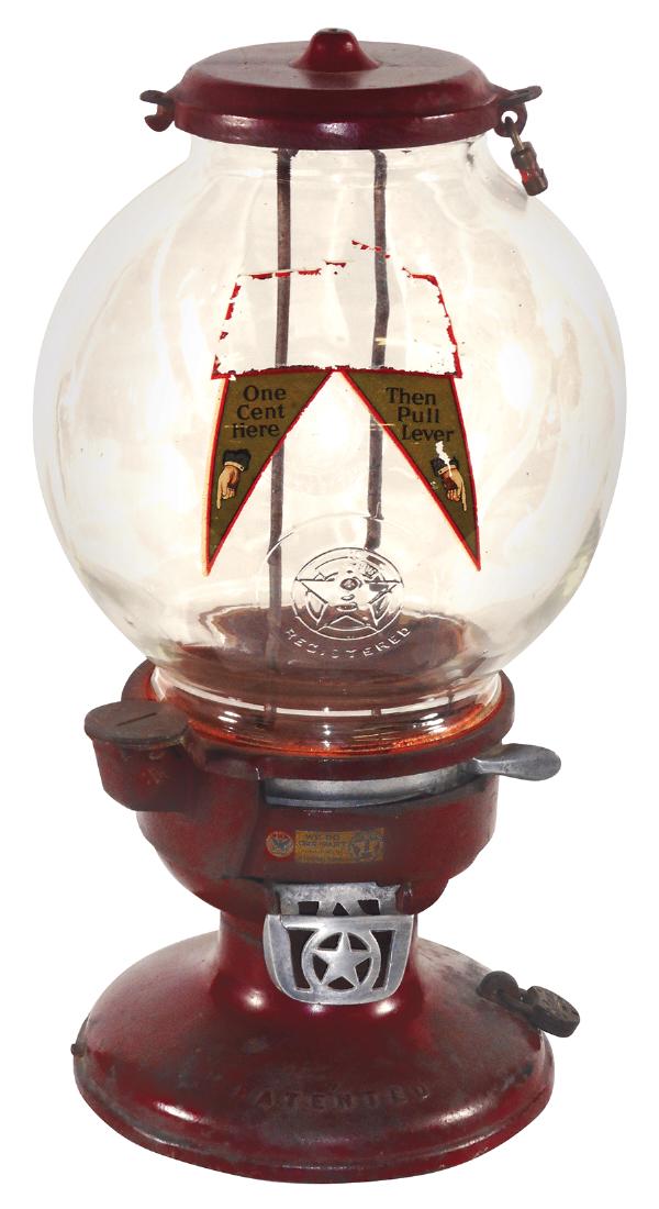 Coin-operated peanut machine, Columbus A, 1 Cent, cast