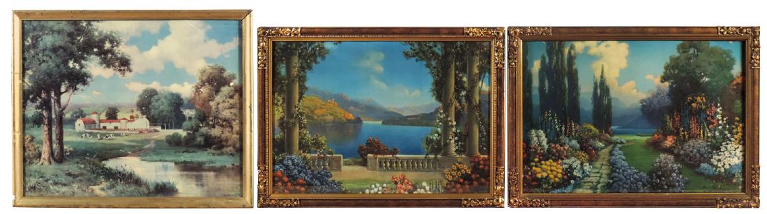 R. Atkinson Fox prints (3), Blue Lake, English Garden