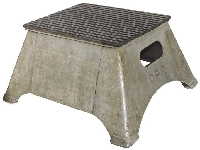 Railroad Items (3), 2 Step Stools, Both Cast Metal, 1