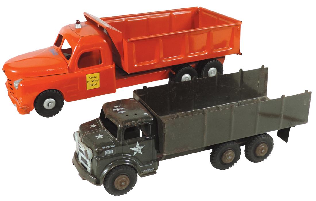 Toy trucks (2), Lumar U.S. Army & Structo State Hi-Way