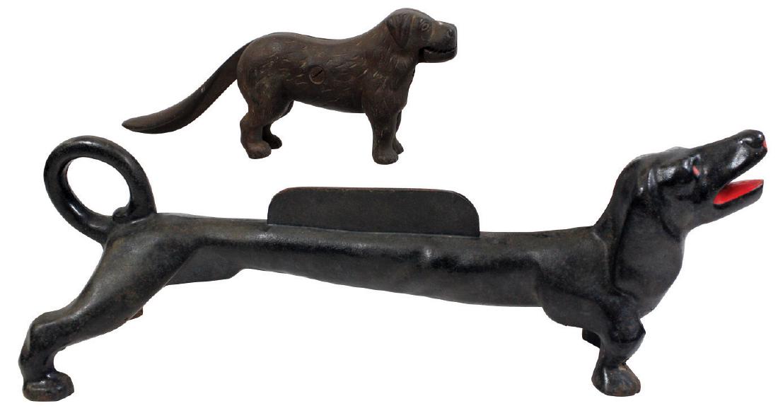 Cast Iron Dogs (2), Dachshund Boot Scraper & St.