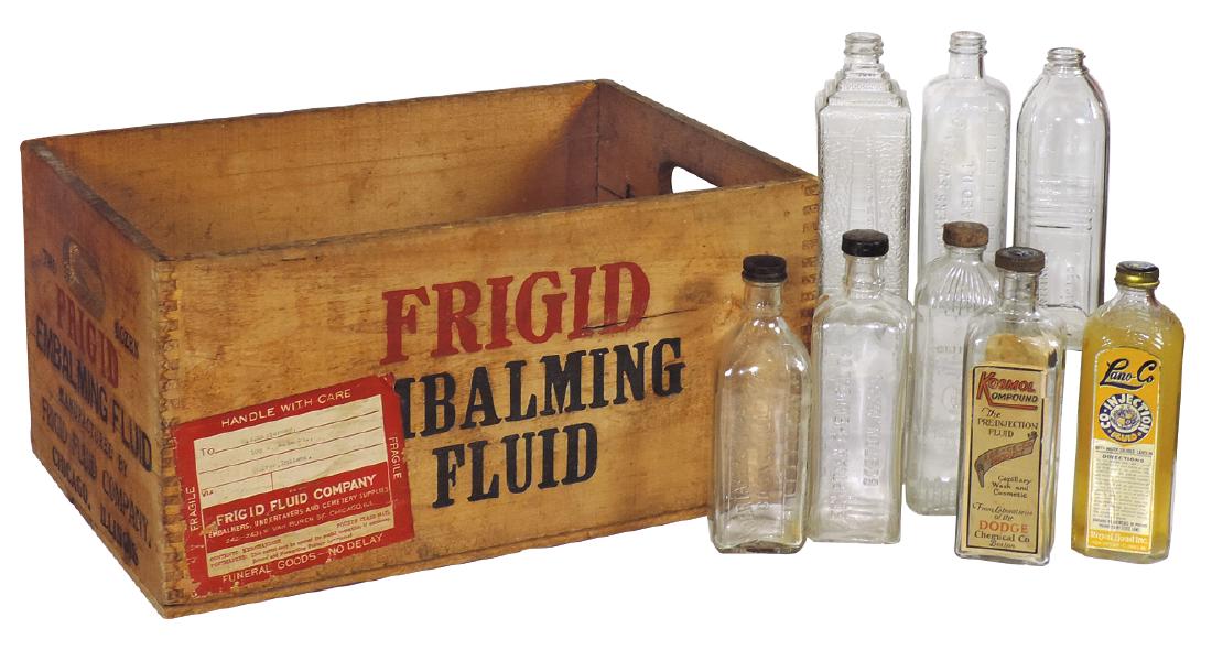 Funeralia (9), 8 embalming bottles, all embossed glass, - May 06, 2018 ...