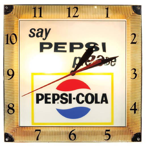 Pepsi Cola Clock, "say Pepsi Please", Metal & Molded