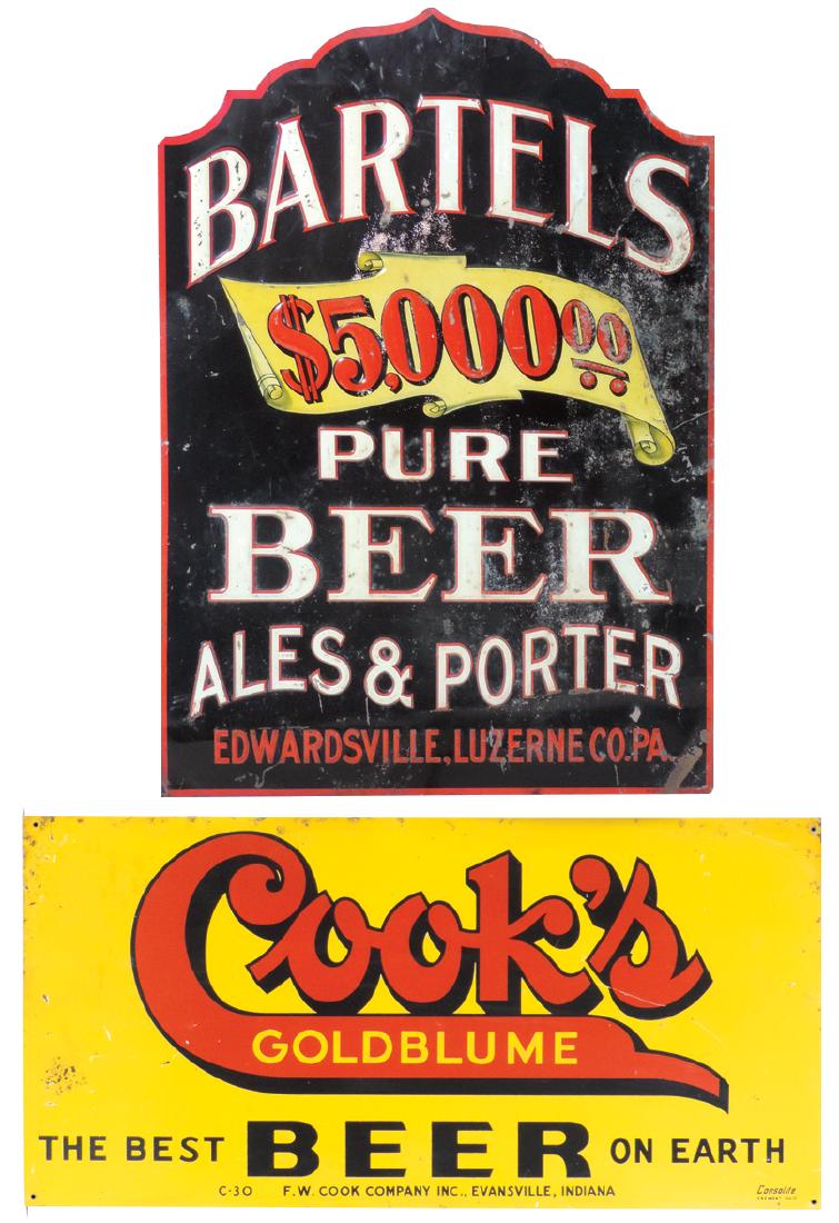 Breweriana signs (2), Bartels Pure Beer, embossed