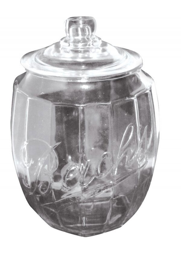 63: Beich's Candy jar, embossed ribbed glass countertop