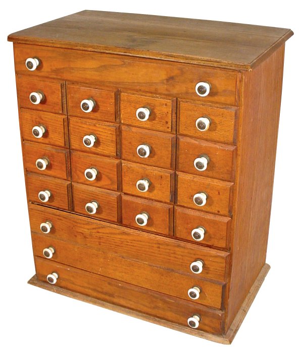 Crowley's Needles Cabinet, Oak Case W/20 Drawers W