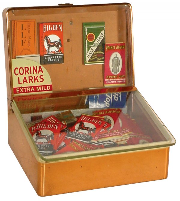 554: Cigar humidor for Corina Larks, copper & glass, fu