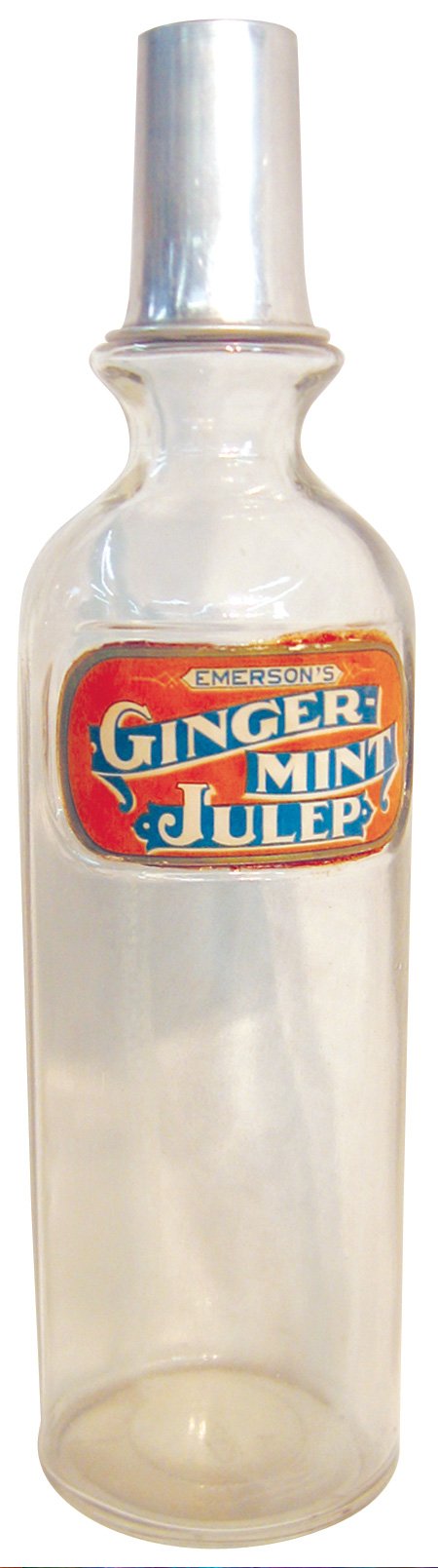 742: Syrup bottle, Emerson's Ginger Mint Julep label un