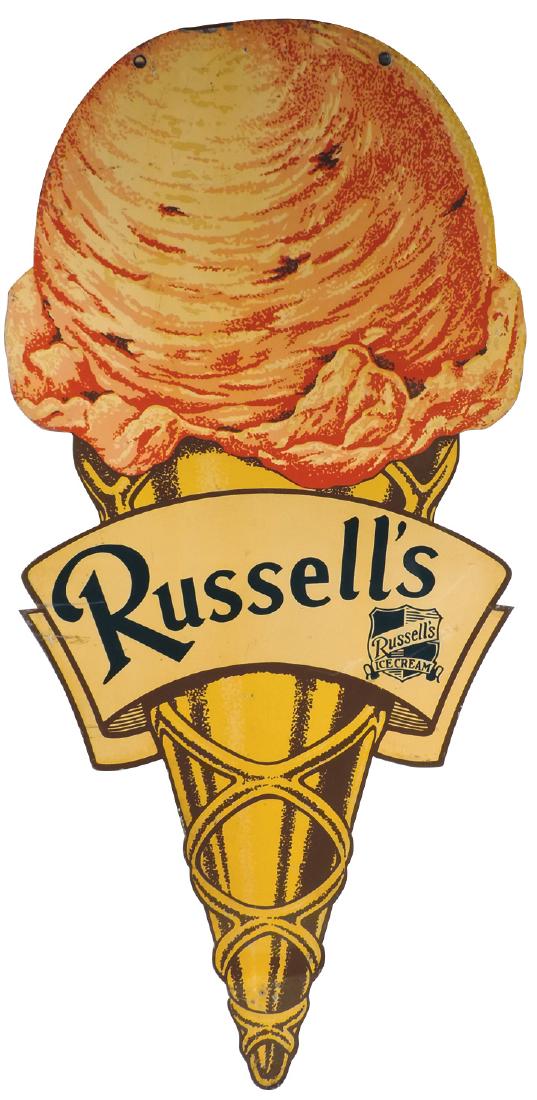 Soda Fountain Ice Cream Sign, Russell's Ice Cream,