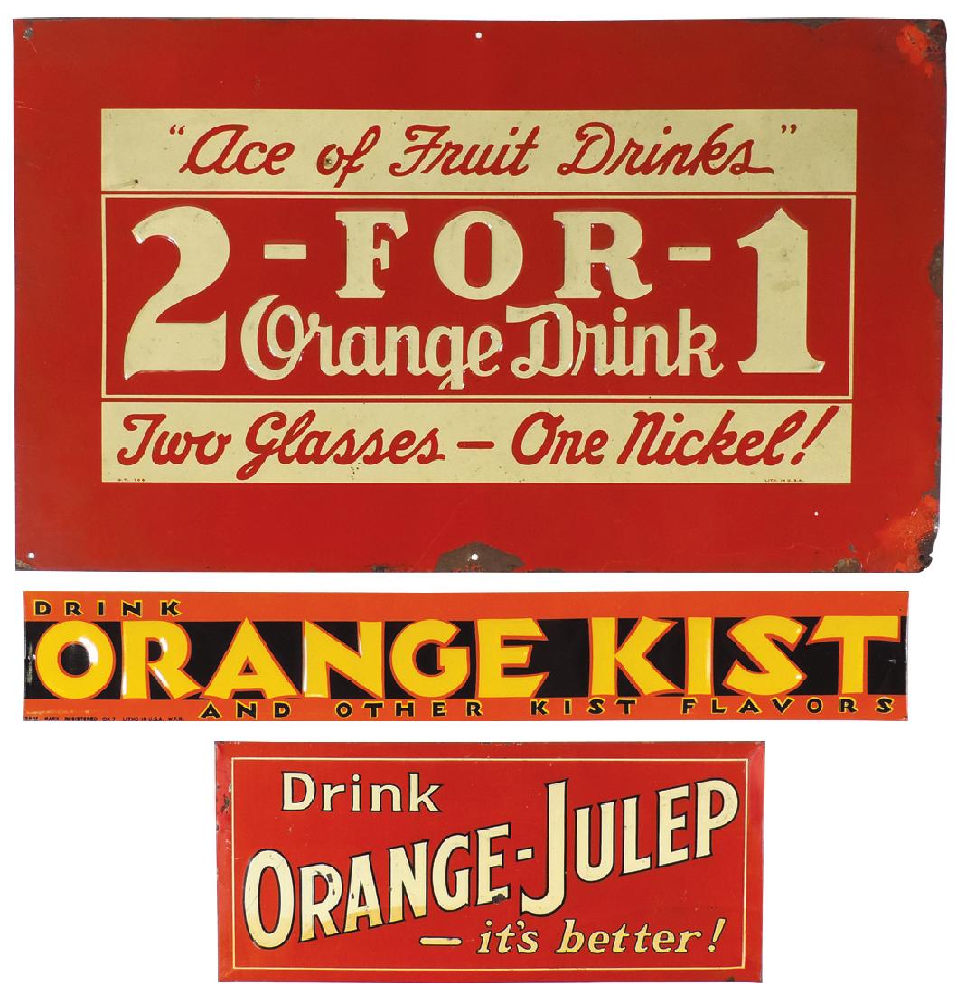 Soda fountain signs (3), Orange-Julep, Orange Kist