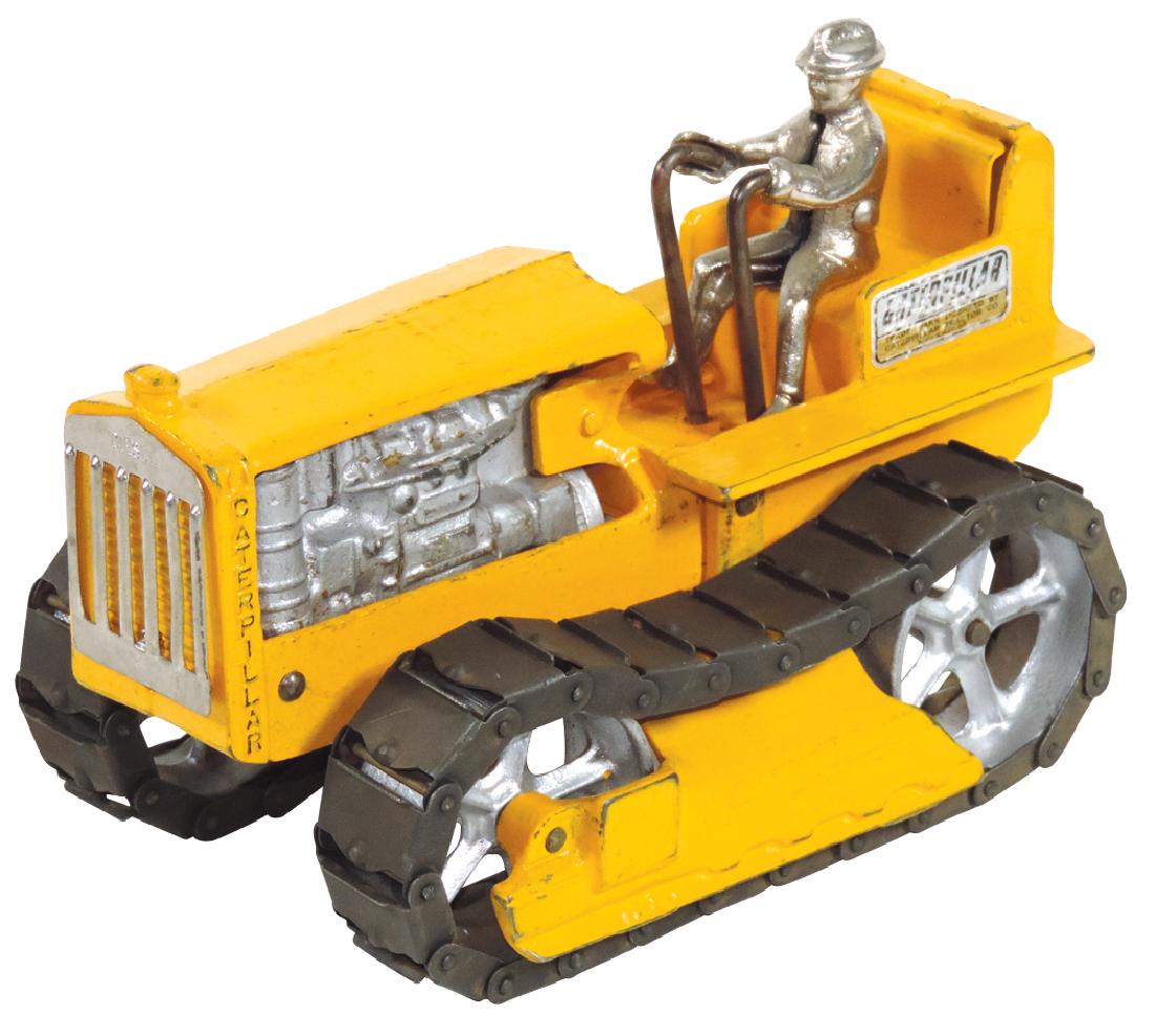 Toy Caterpillar diesel tractor, cast iron w/steel