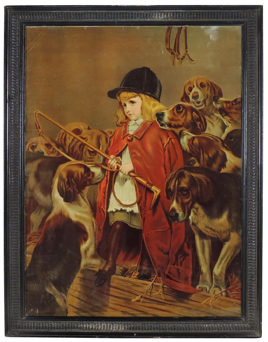 Victorian hunting print, titled "The Young Hunter",