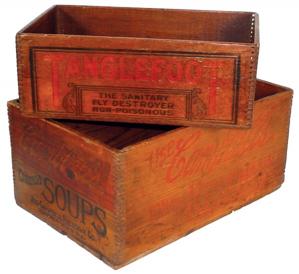 14: Wooden advertising boxes for Campbell Soups & Tangl