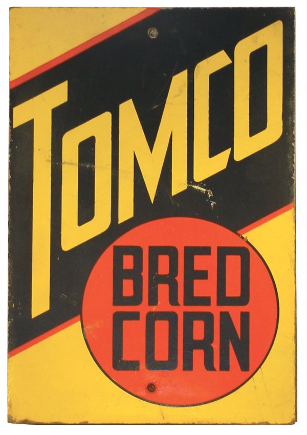39: Tomco Corn field sign, 2-sided fiberboard sign made