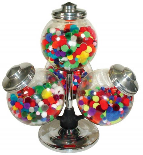 Candy Display Jars On Revolving Stand, 4 Glass Jar