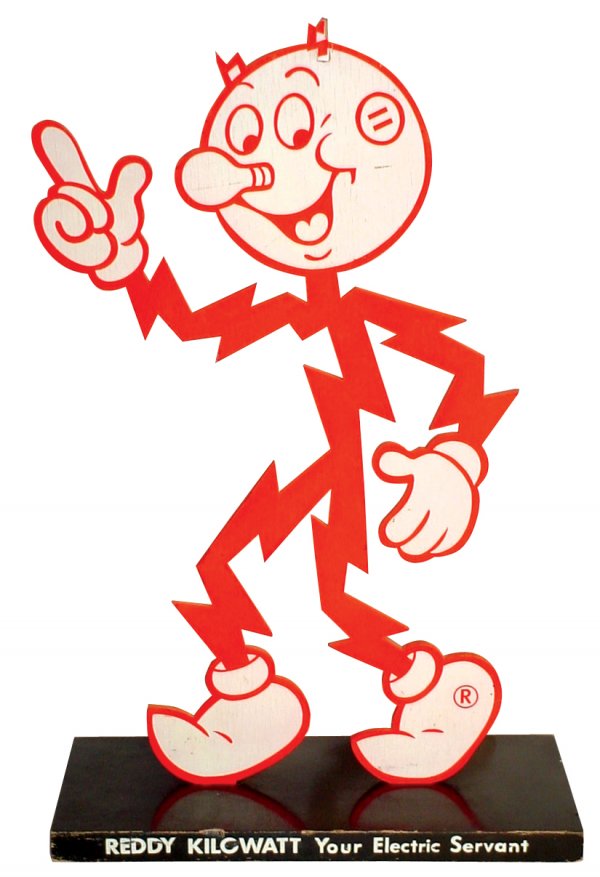 868: Reddy Kilowatt store display figure, wood cutout o
