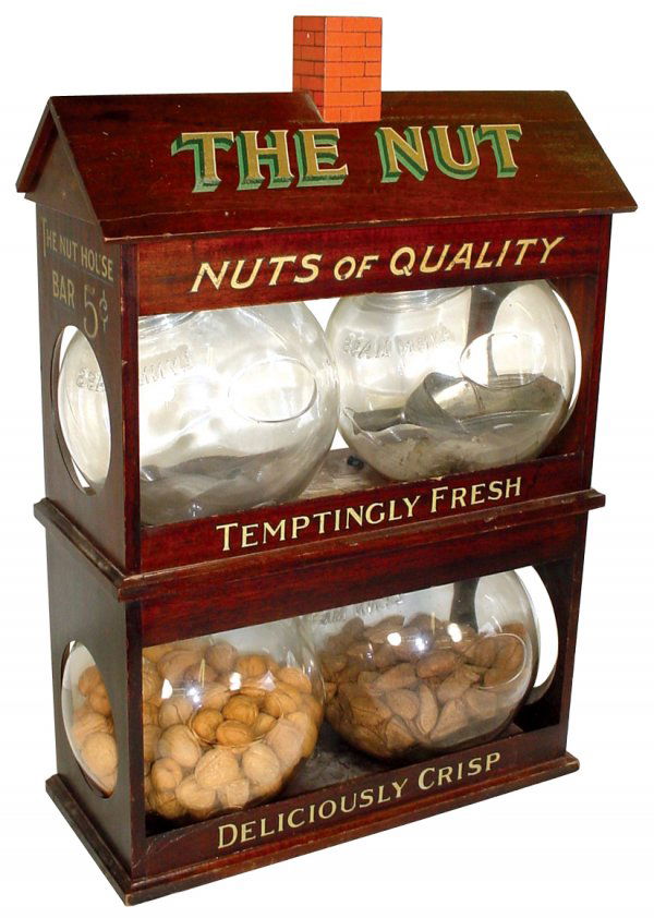 1238: The Nut House Bar counter display, 2 tier wood ad