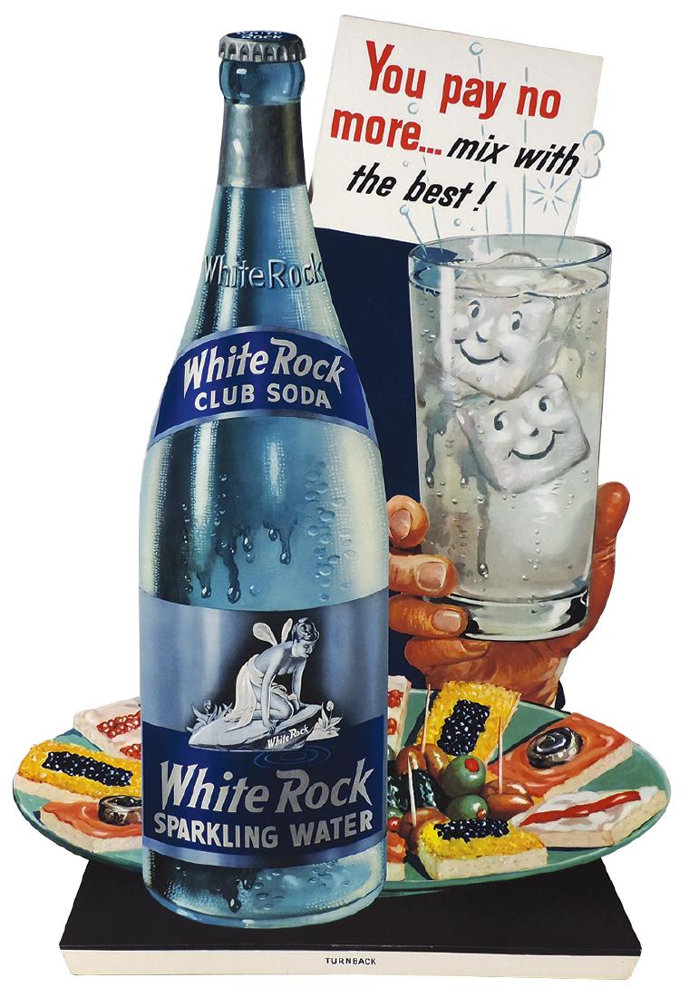 Soda fountain sign, White Rock Sparkling Water, diecut