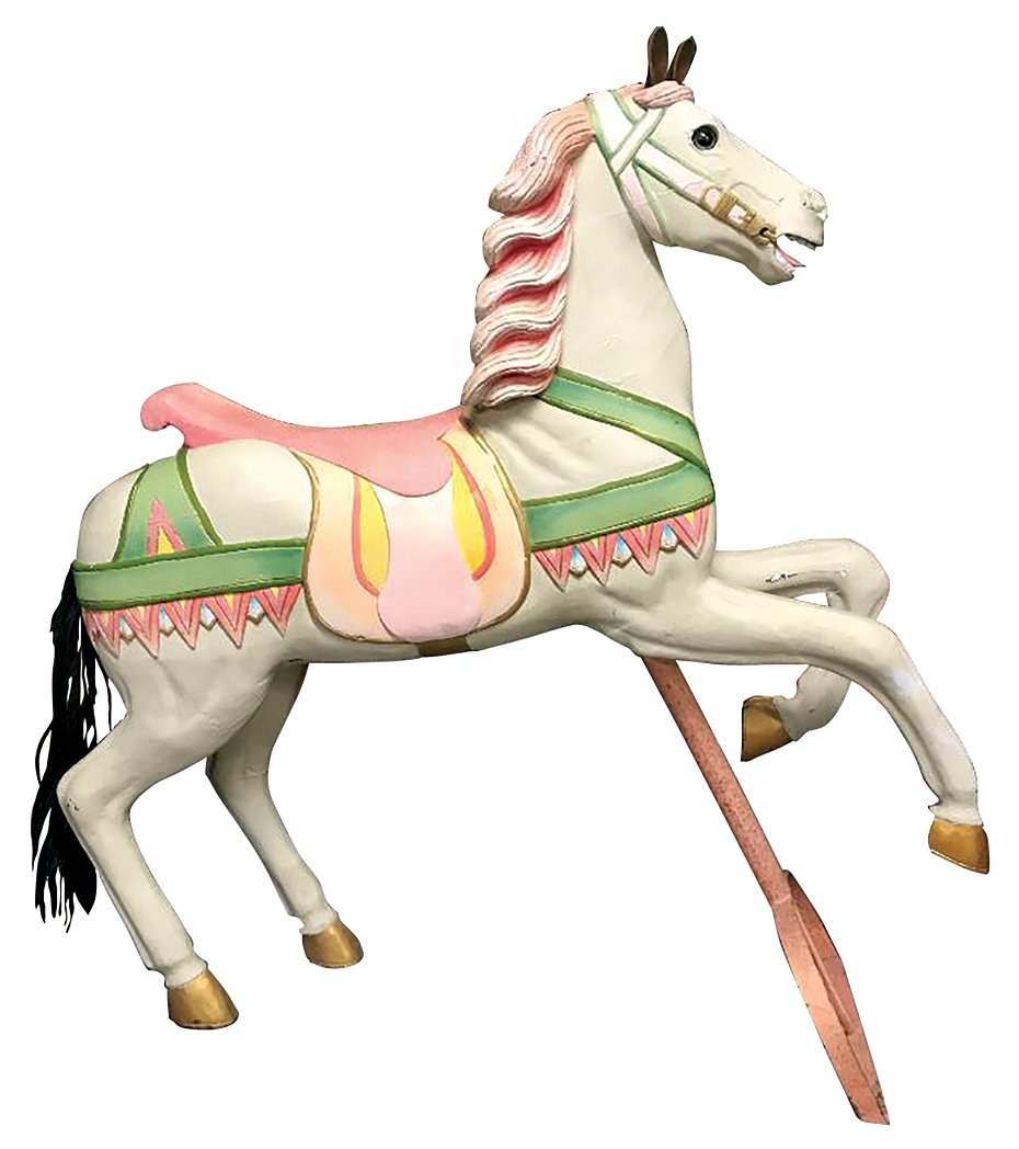 Carousel horse, carved prancer by Frederick Heyn,