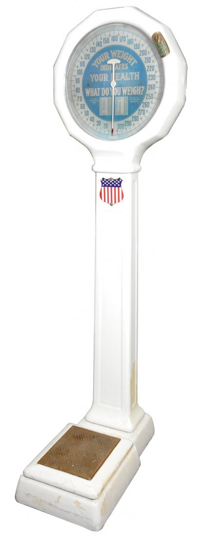 Coin-operated scale, lollipop floor model 1 Cent weigh