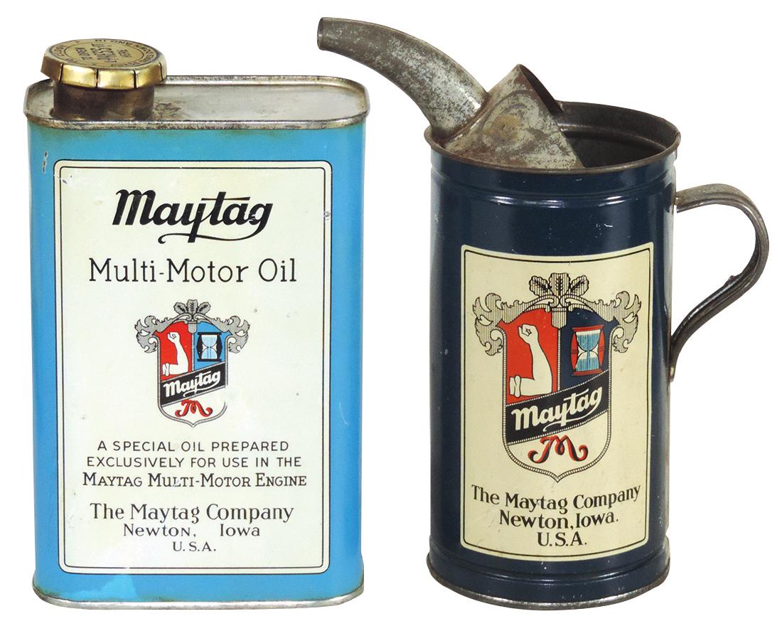 Petroliana (2), Maytag Motor Oil 1 qt can & pitcher,