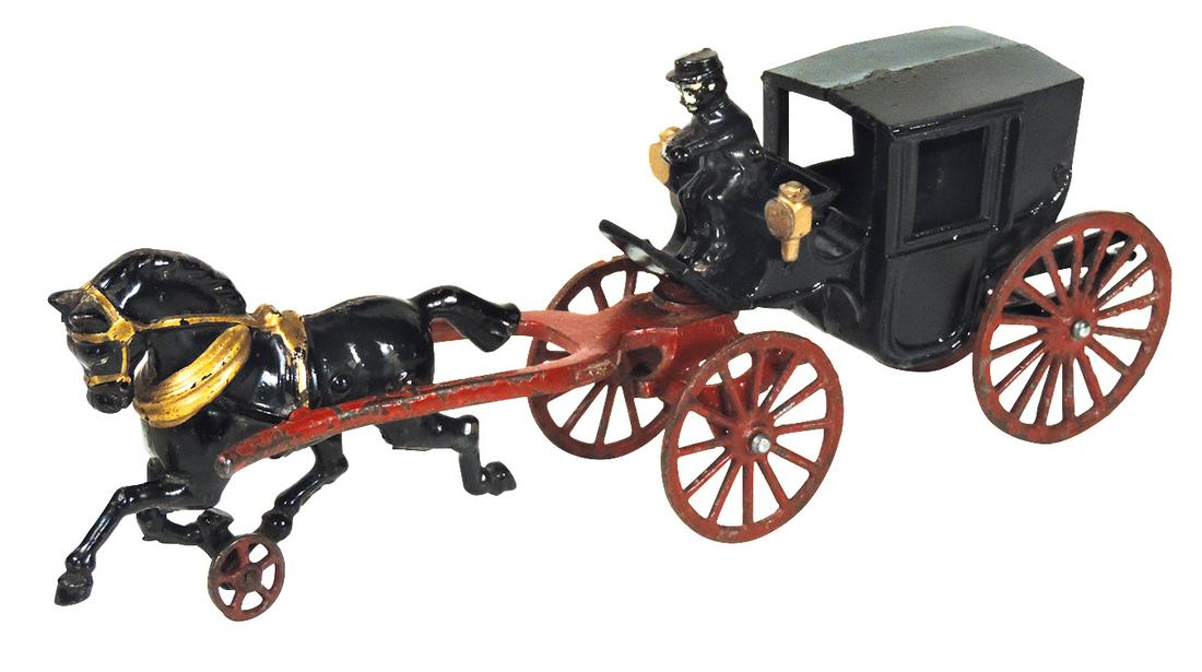 Toy Horse Drawn Enclosed Carriage W/driver, Painted