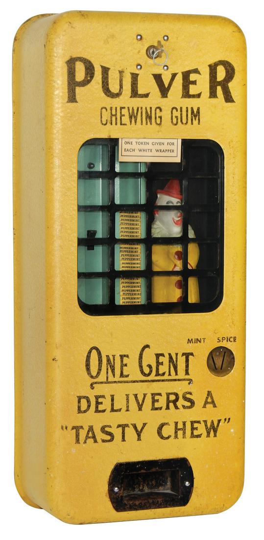 For Auction: Coin-operated gum machine, Pulver Chewing Gum w/clown ...