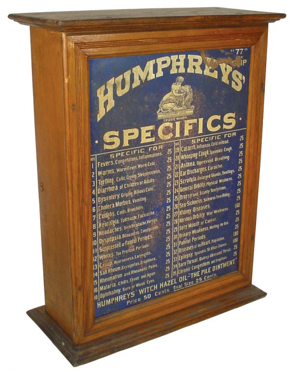 0166: Humphreys' Specifics counter display, oak/ash cas
