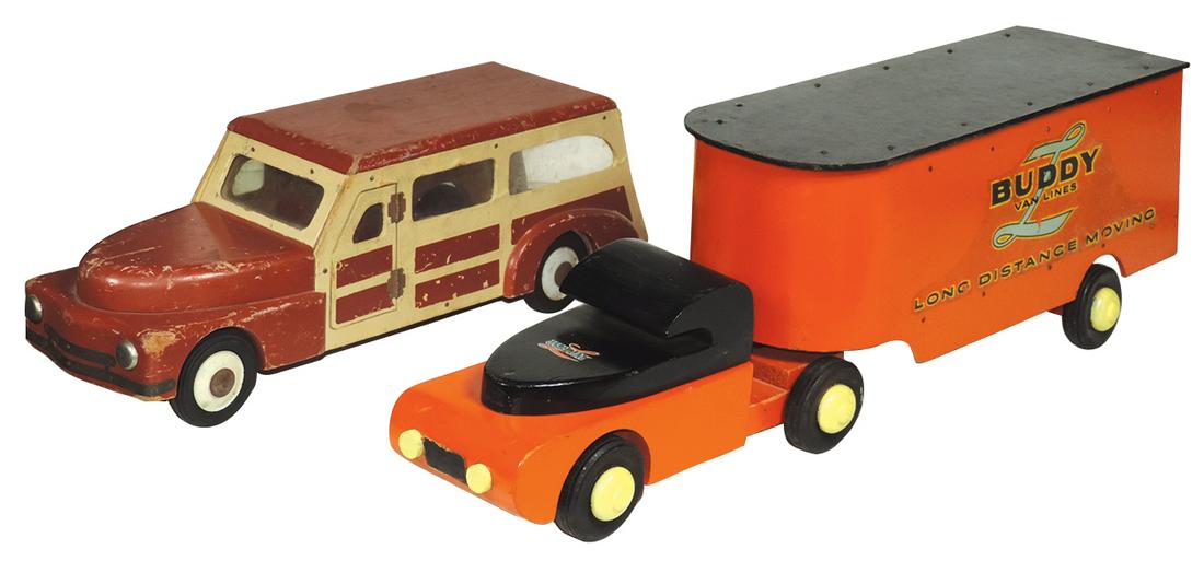 Toy Buddy L Wooden Wartime Vehicles (2), Moving Van
