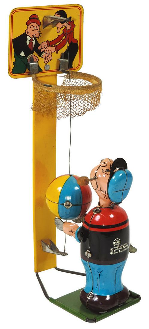 Toy Popeye Basketball Player, Linemar litho on tin - Jul 24, 2020 ...