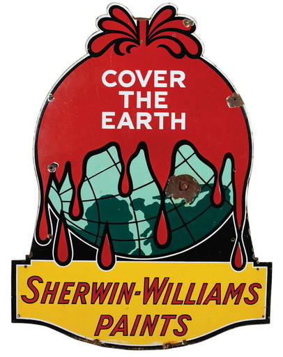 Hardware Store Sherwin Williams Diecut Porcelain Sign,