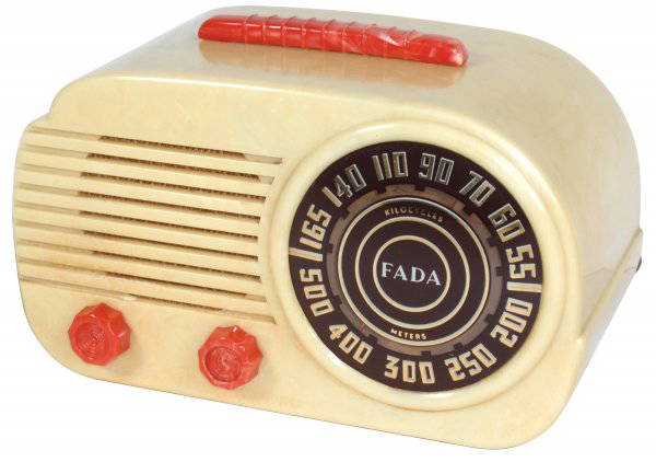 Radio, Fada Model 845, Ivory W/red Knobs, Exc Wor