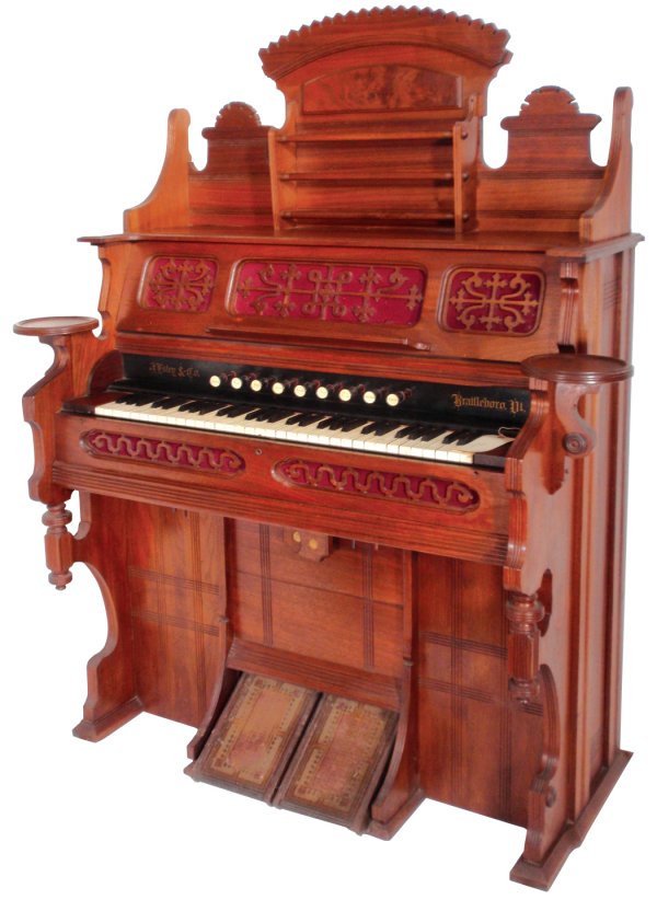 0643: Victorian parlor pump organ, mfgd by J. Estep Co.