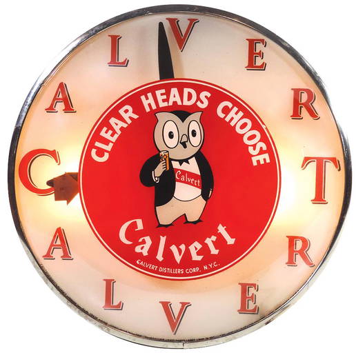 Breweriana Clock, Calvert Blended Whiskey Clear Heads