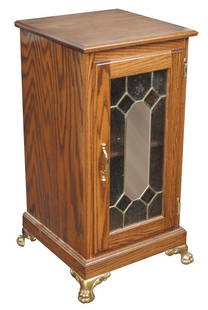 Wooden Slot Machine Stand W/ Glass.