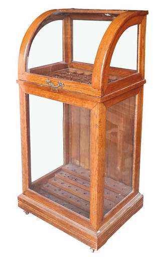 Country Store Cane Display Case, oak w/curved glass (#0267) on Nov 13 ...
